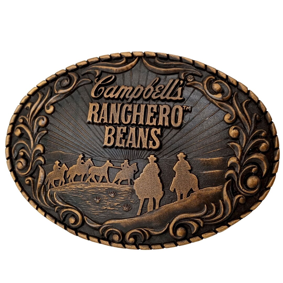 Campbells Ranchero Beans Belt Buckle Vintage Western Cowboy Horse Trail ...
