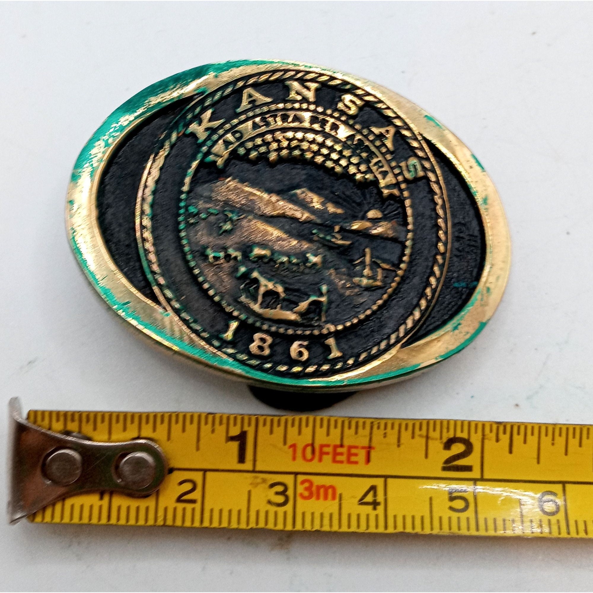 Small Kansas State Seal Belt Buckle Heritage Mint 1982 Ad Astra per ...