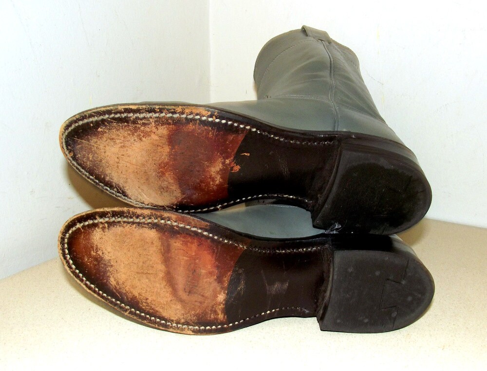 Grey Leather Roper Style Cowboy Boots With Pink Stitched - Etsy