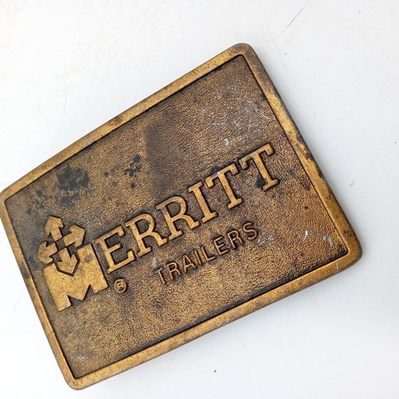 Merritt Trailers Belt Buckle Vintage Livestock Cowboy… - Gem