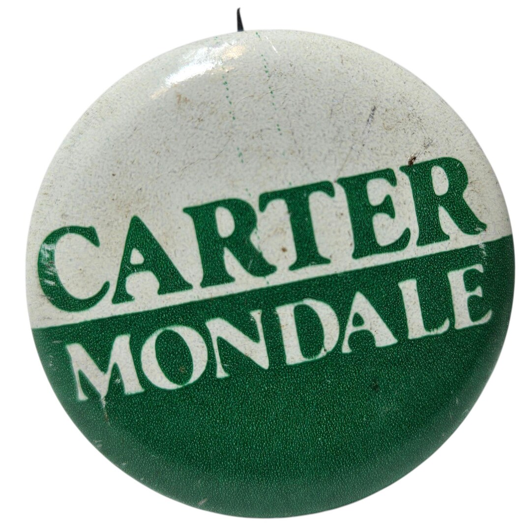 Carter Mondale Vintage Campaign Button Pin Round Green White 1970s ...