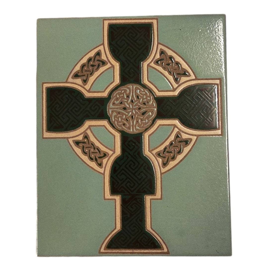 Vintage Tile Celtic Cross Design Glazed Ceramic Decorative Art ...