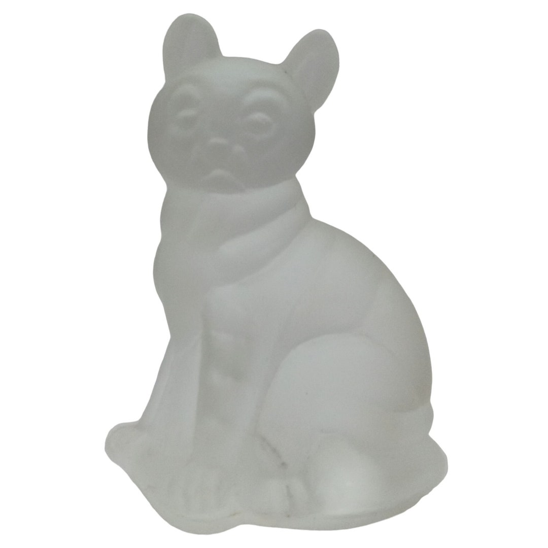Frosted Glass Cat Figurine Figure Kitty Collectible READ - Etsy