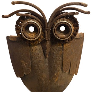 Rustic Metal Owl Sculpture 16 Inch Recycled Materials Yard Art ...