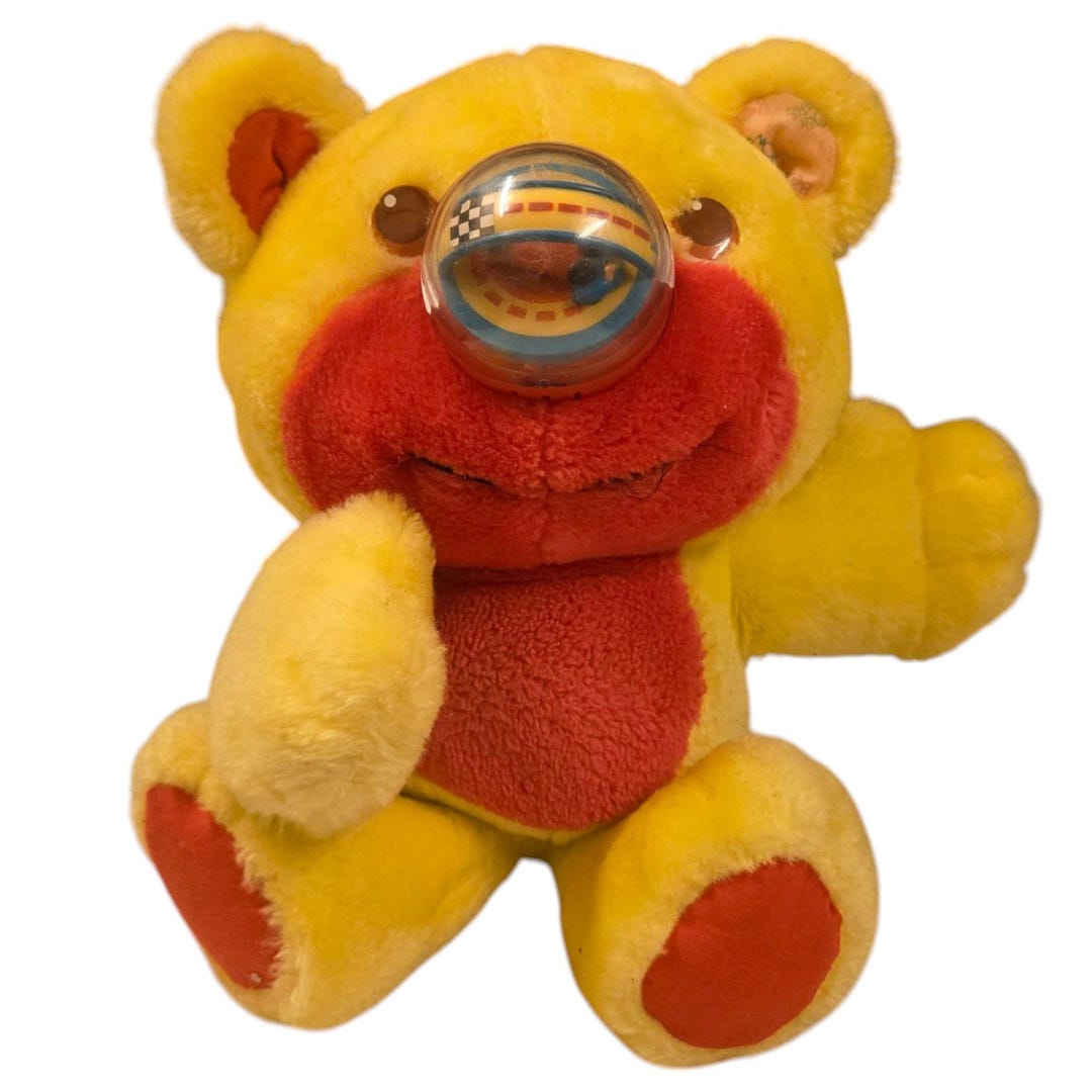 Vintage Playskool Nosy Bear Hot Rod Spinning Race Cars Plush 1987 Works ...