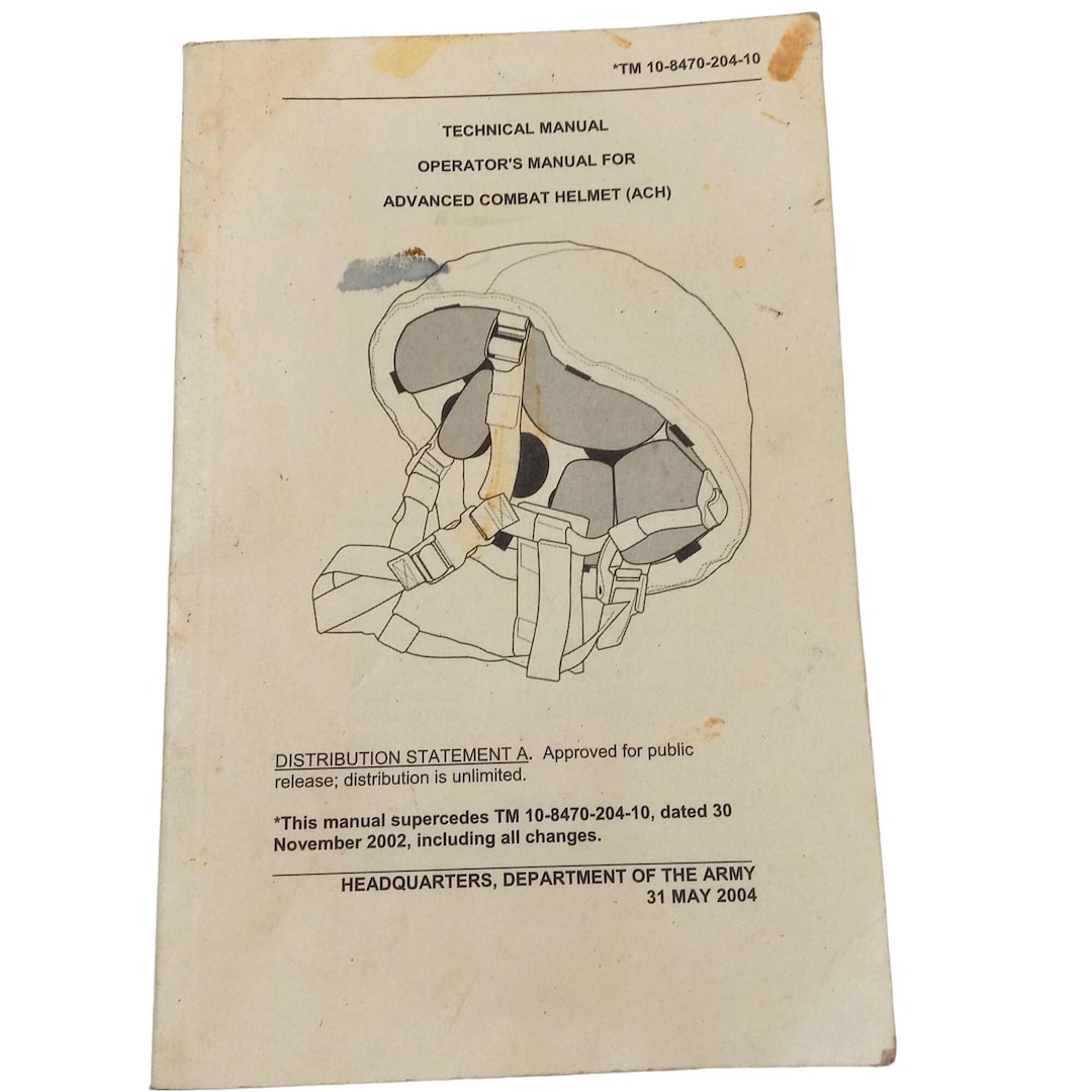 Technical Manual Operators Booklet Advanced Combat Helmet Collectible ...
