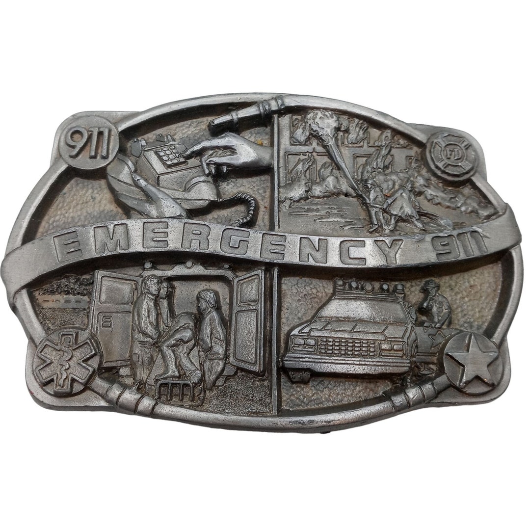 Police Paramedic Fireman Belt Buckle Vintage Emergency 911 Officer Fire ...