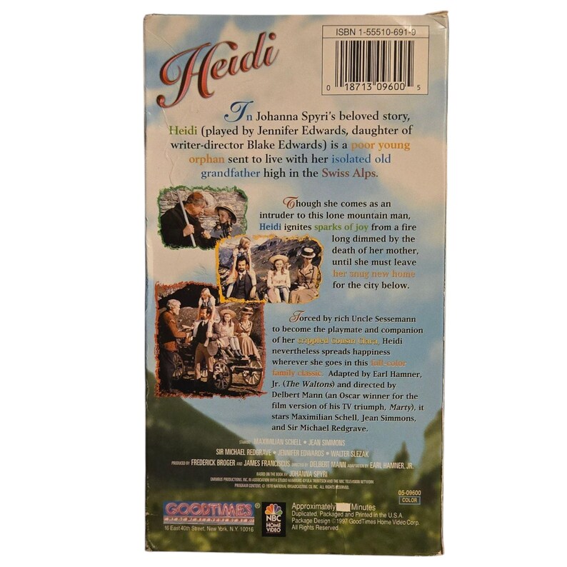 Heidi Classic Story VHS Tape Family Movie Jennifer Edwards Jean Simmons ...
