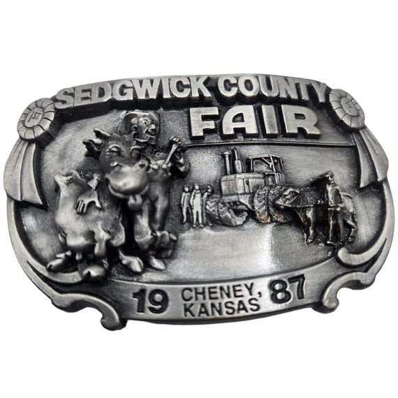 1987 Sedgwick County Fair Belt Buckle Cheney Kansas C… - Gem