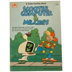 Scooter Computer and Mr Chips Vintage 1984 Golden Color Activity Book ...