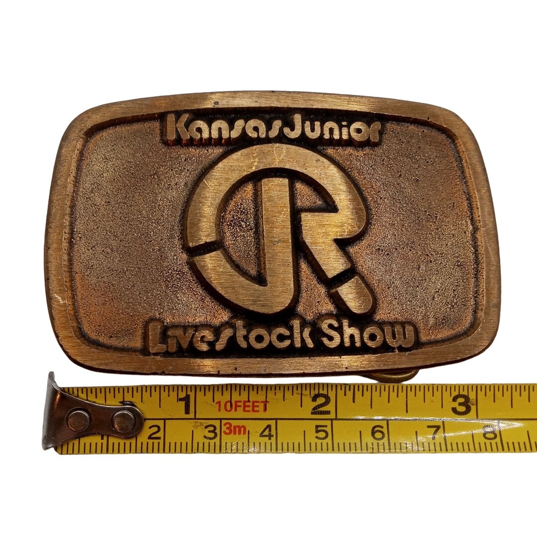 Kansas Junior Livestock Show Belt Buckle Cattle Horse KS Vintage Brass ...