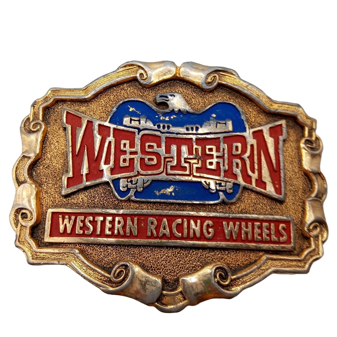 Western Racing Wheels Belt Buckle Vintage Cowboy Western Wear Trucker ...