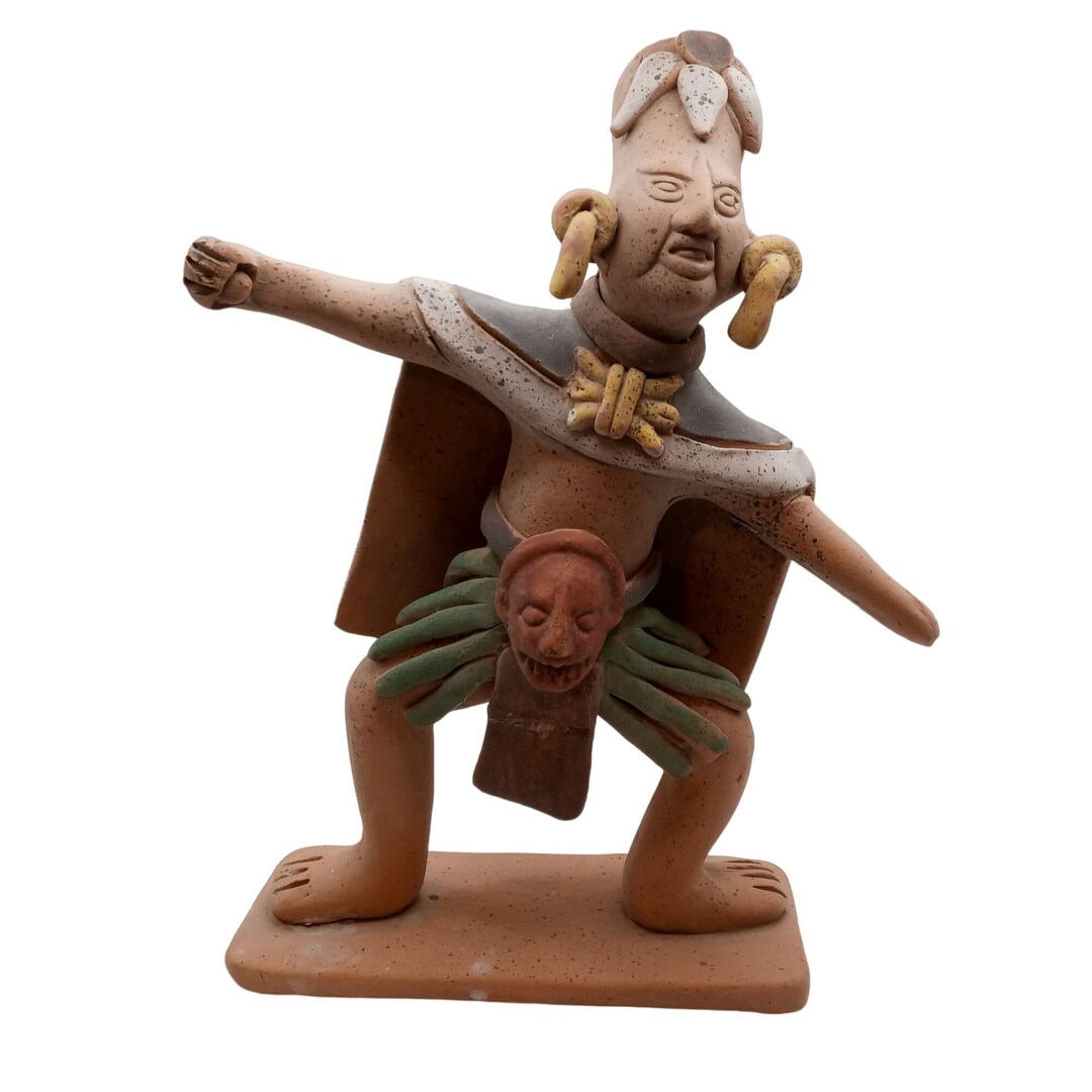 Vintage Aztec Warrior Sculpture Clay Pottery Art 10 Inch AS IS READ - Etsy
