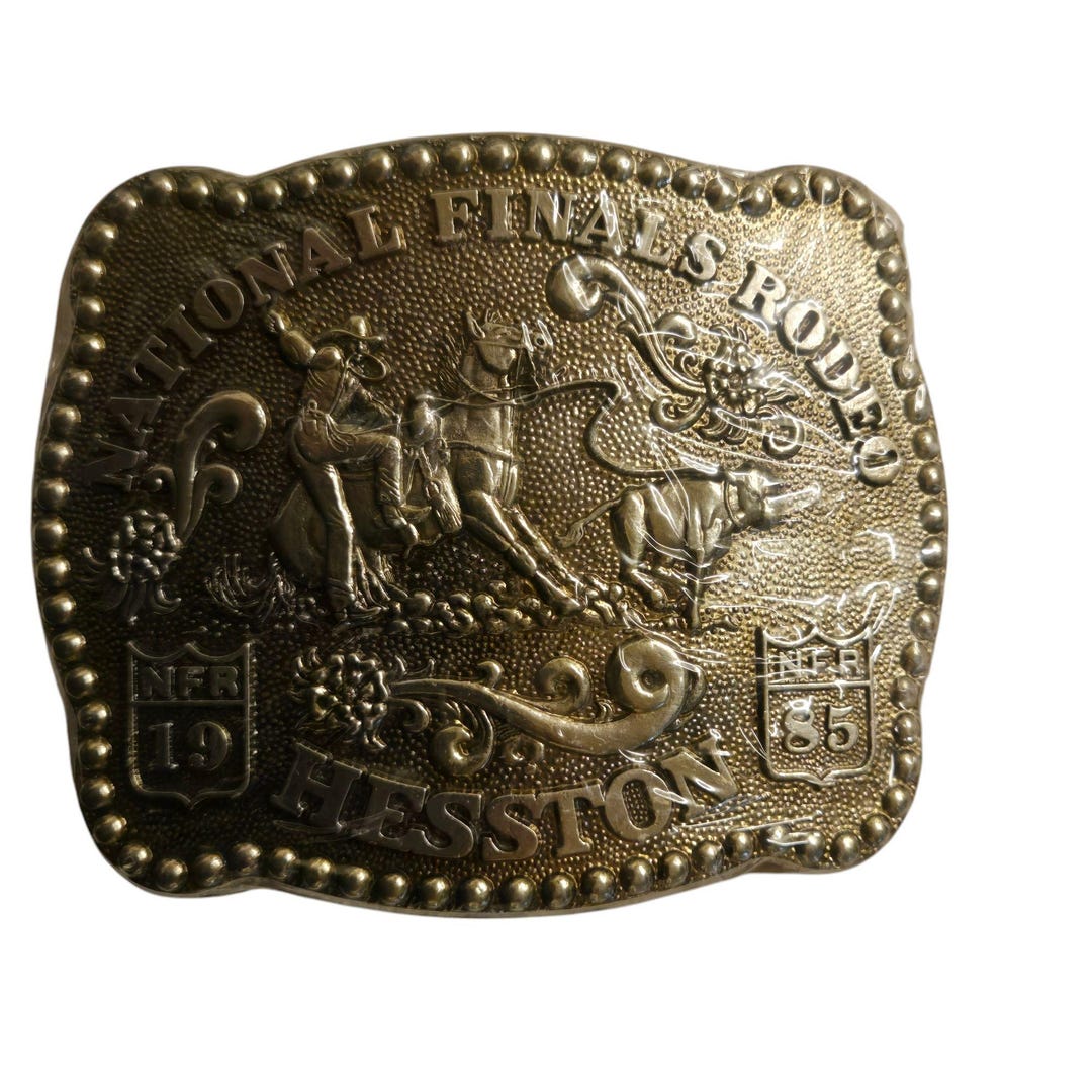 Hesston 1985 NFR Belt Buckle NOS New National Finals Rodeo Adult Size ...