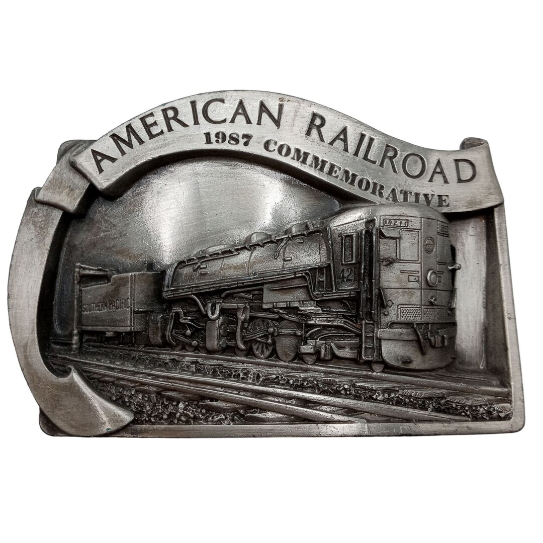 American Railroad Belt Buckle 1987 Commemorative Vintage Train ...