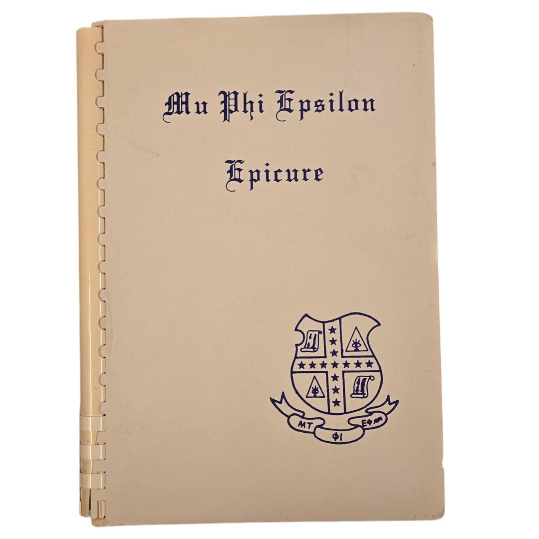 Mu Phi Epsilon Epicure Cookbook 1974 Recipe Book International Music ...