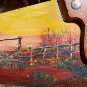 Cactus Windmill Painted Folk Art Farm Scene Hand Saw Vintage Desert ...