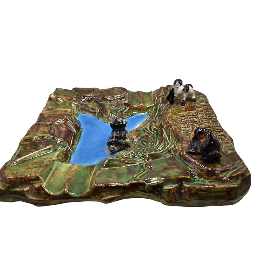 Coon Dog Field Trial Award Ashtray Trophy 1972 1st Tree OOAK Ceramic ...