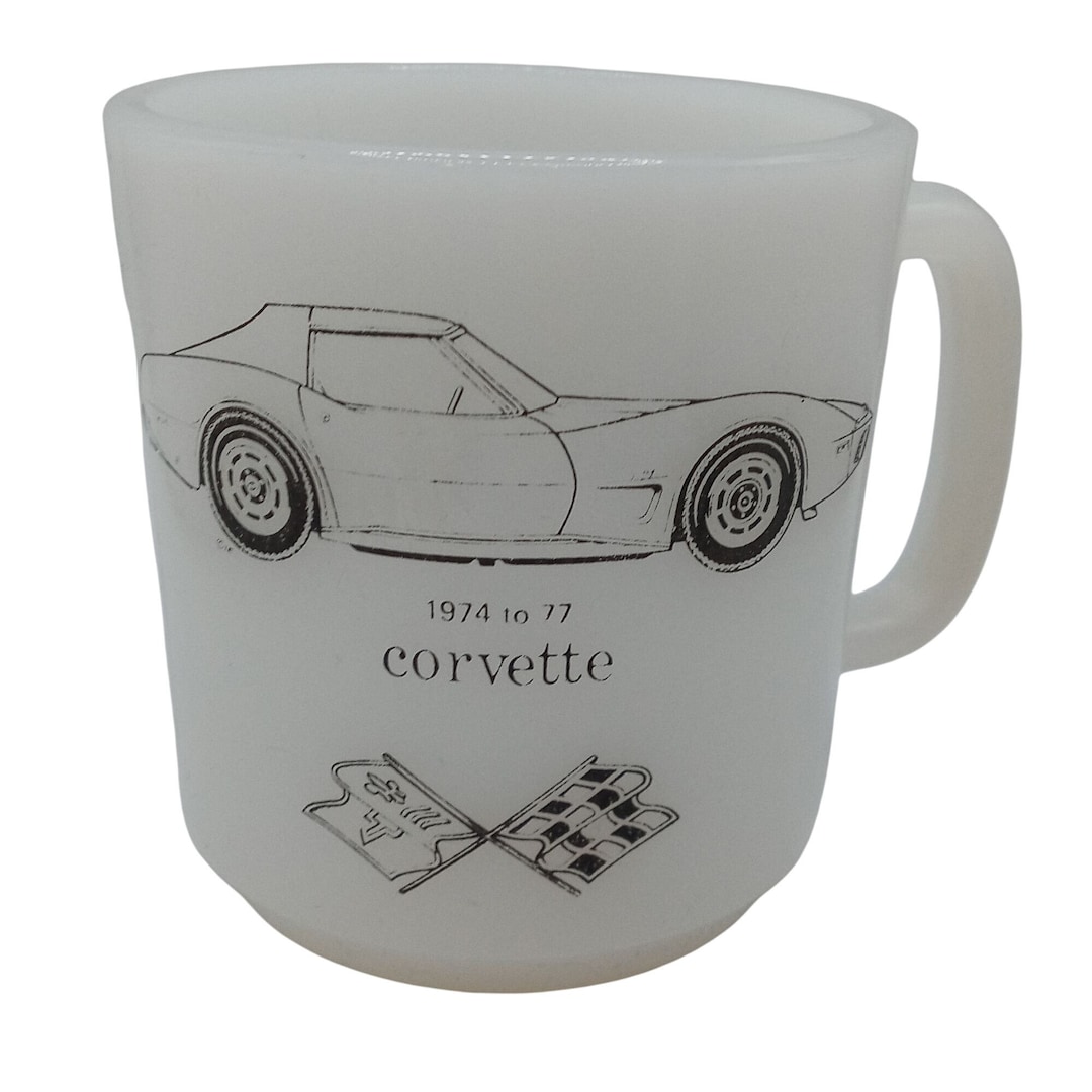 Vintage Corvette Glasbake Coffee Cup Mug 1974 to 1977 Glass Bake USA ...