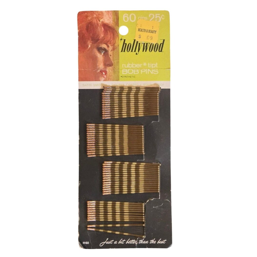 Vintage Hollywood Rubber Tip Bob Pins on Original Card Bobby Pin Hair ...