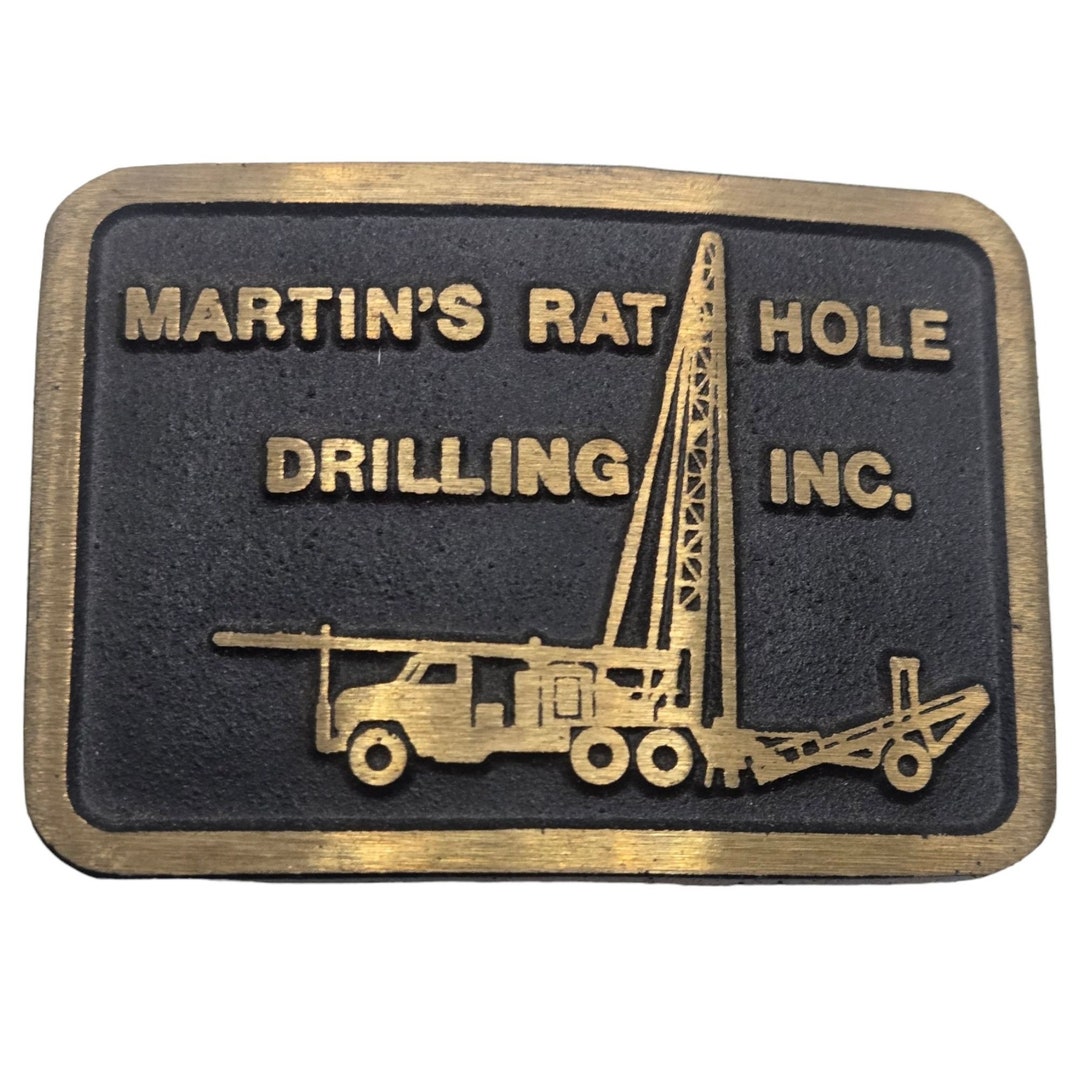 Martins Rat Hole Drilling Belt Buckle Vintage Roughneck Oil Rig Country ...
