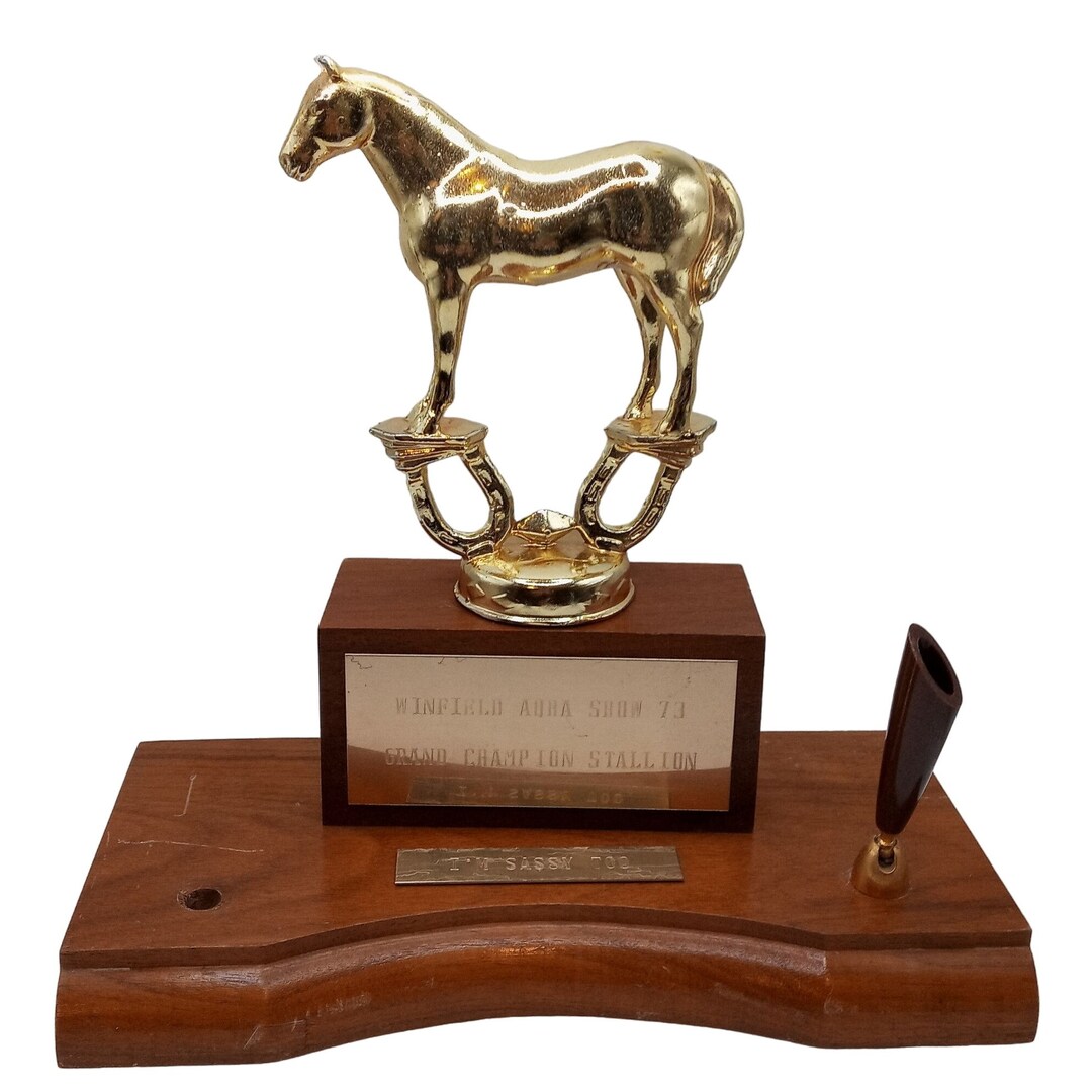 Vintage Horse Trophy 1973 AQHA Winfield KS Grand Champion Stallion Pen ...