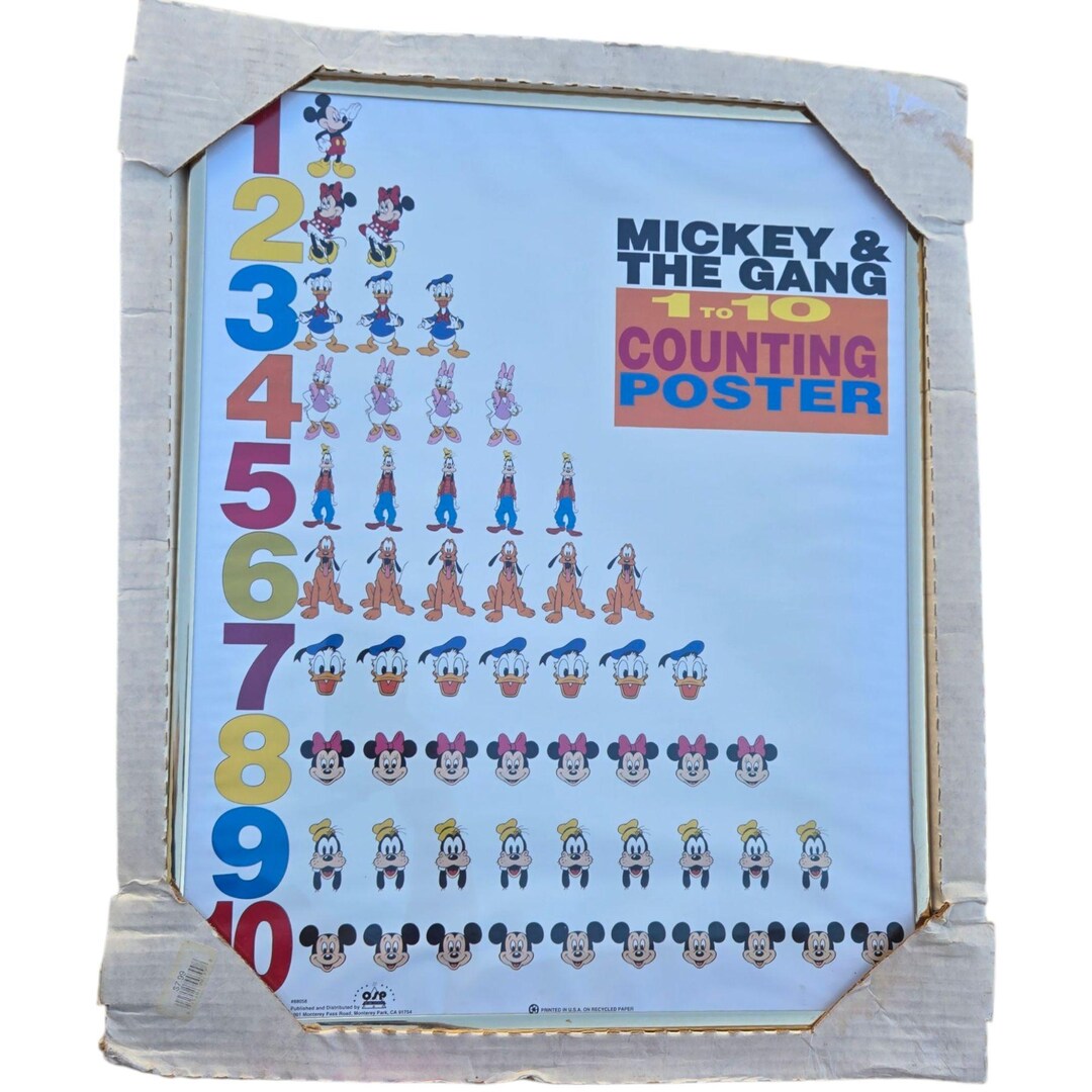 Mickey and the Gang Counting Poster Minnie Disney Framed Educational ...