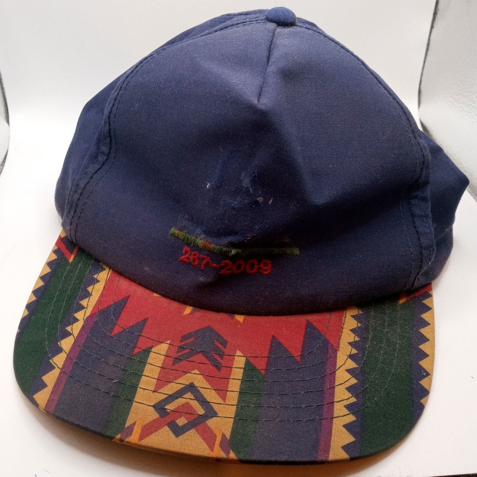 Blue Aztec Design Snapback Hat Cap AS IS READ Grungy Well Worn - Etsy