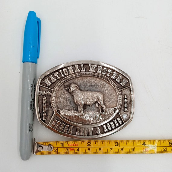 1982 National Western Stock Show Rodeo Belt Buckle Sh… - Gem