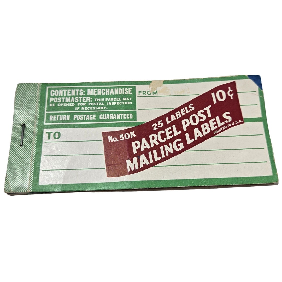 Vintage Parcel Post Shipping Labels Book NOT FULL Green Retro - Etsy