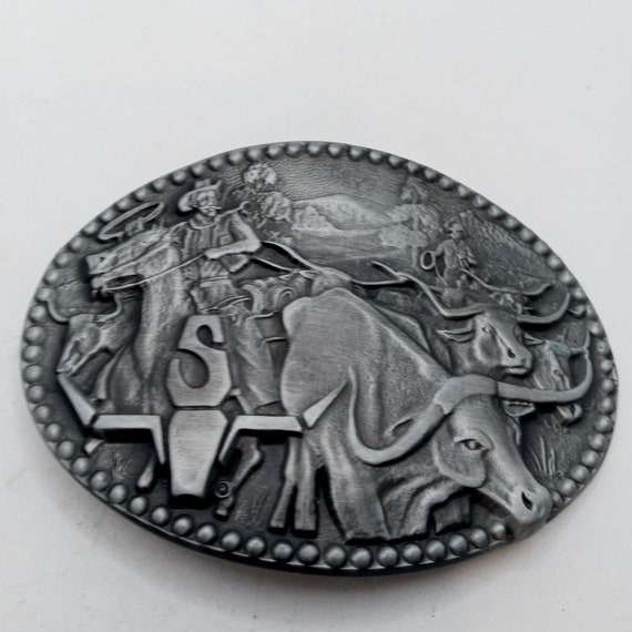 Cattle Drive Belt Buckle Cowboy Cow Vintage Horse Cow… - Gem