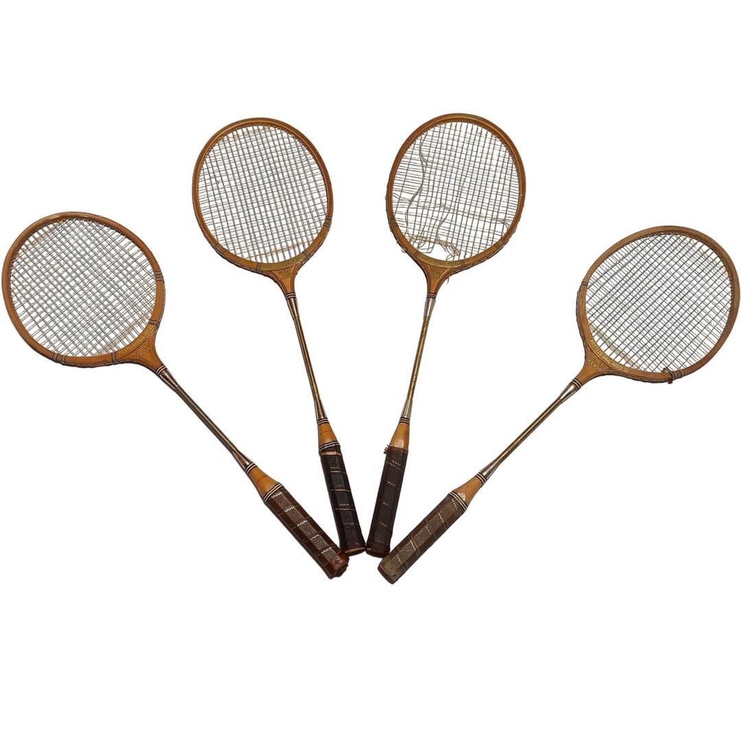 Badminton Racquets Set of 4 Gold Flash Vintage Sports Room Decor ...