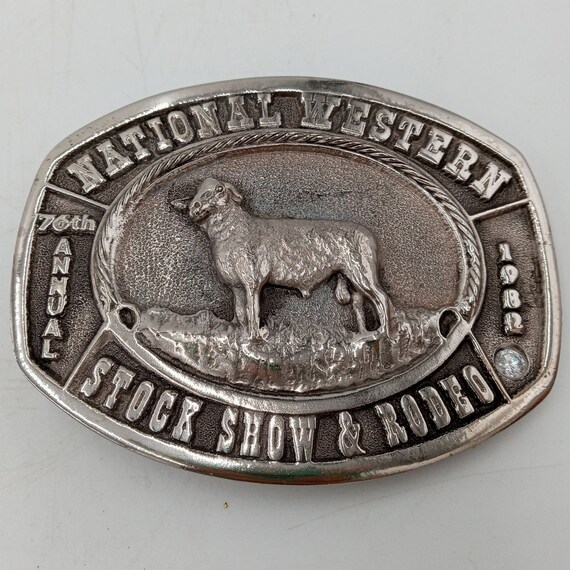 1982 National Western Stock Show Rodeo Belt Buckle Sh… - Gem