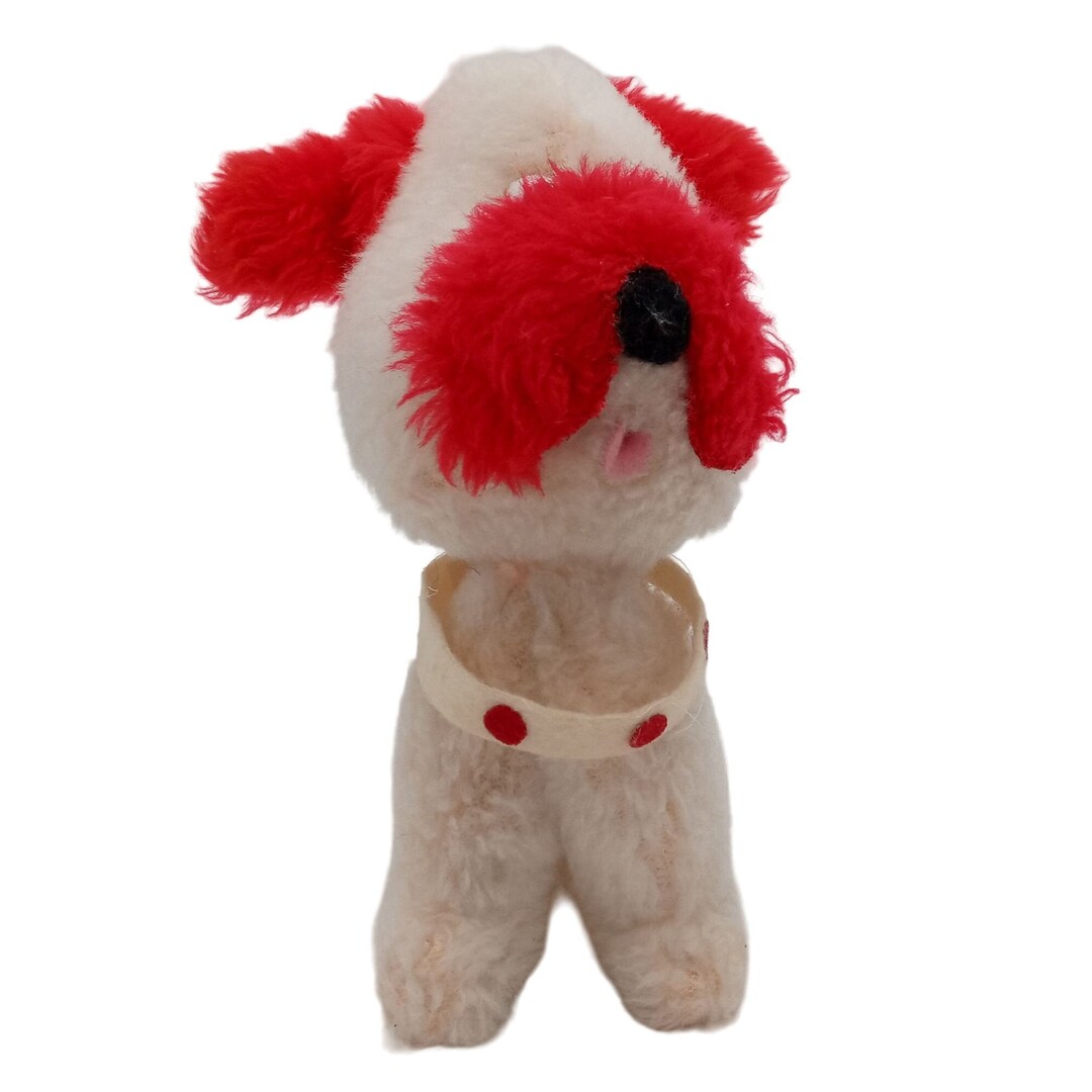 Vintage Puppy Dog Plush Red White Kharas Kreations 1966 Stuffed Animal ...