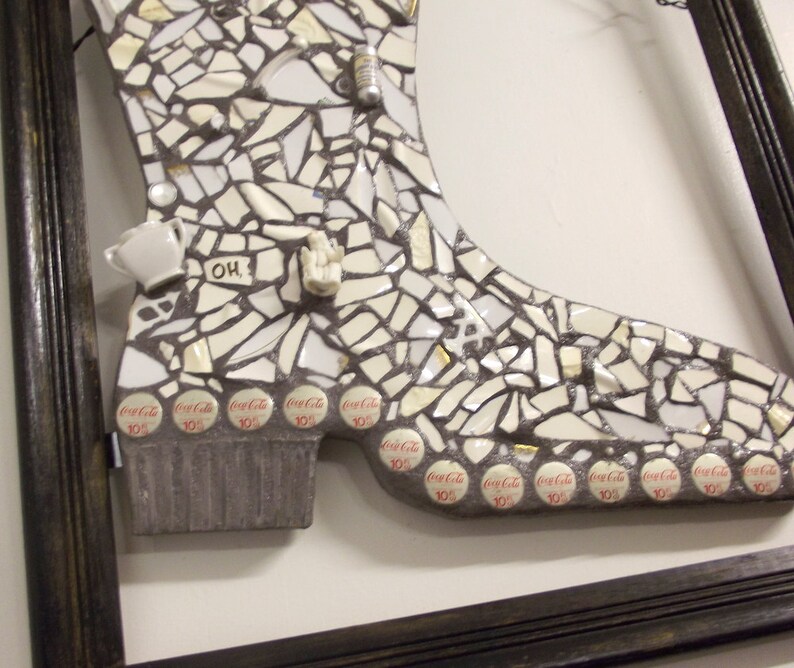 Coca Cola Bear Folk Art Western Cowboy Boots Assemblage | Etsy