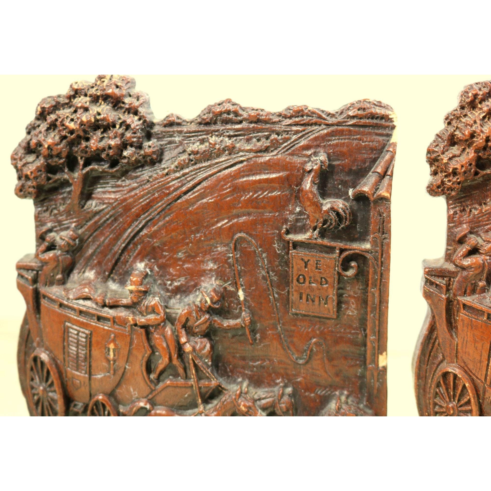 Western Horse Bookends Syroco Wood Rooster Stagecoach Ye Old | Etsy