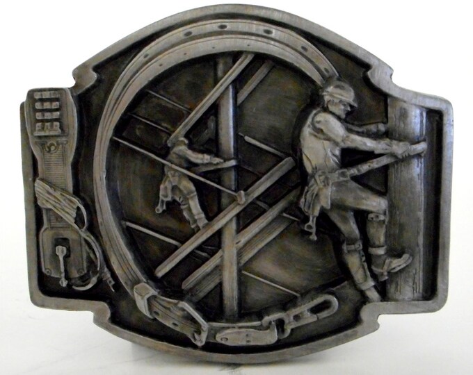 Vintage Telephone Lineman Siskiyou Belt Buckle Utility Pole Phone ...