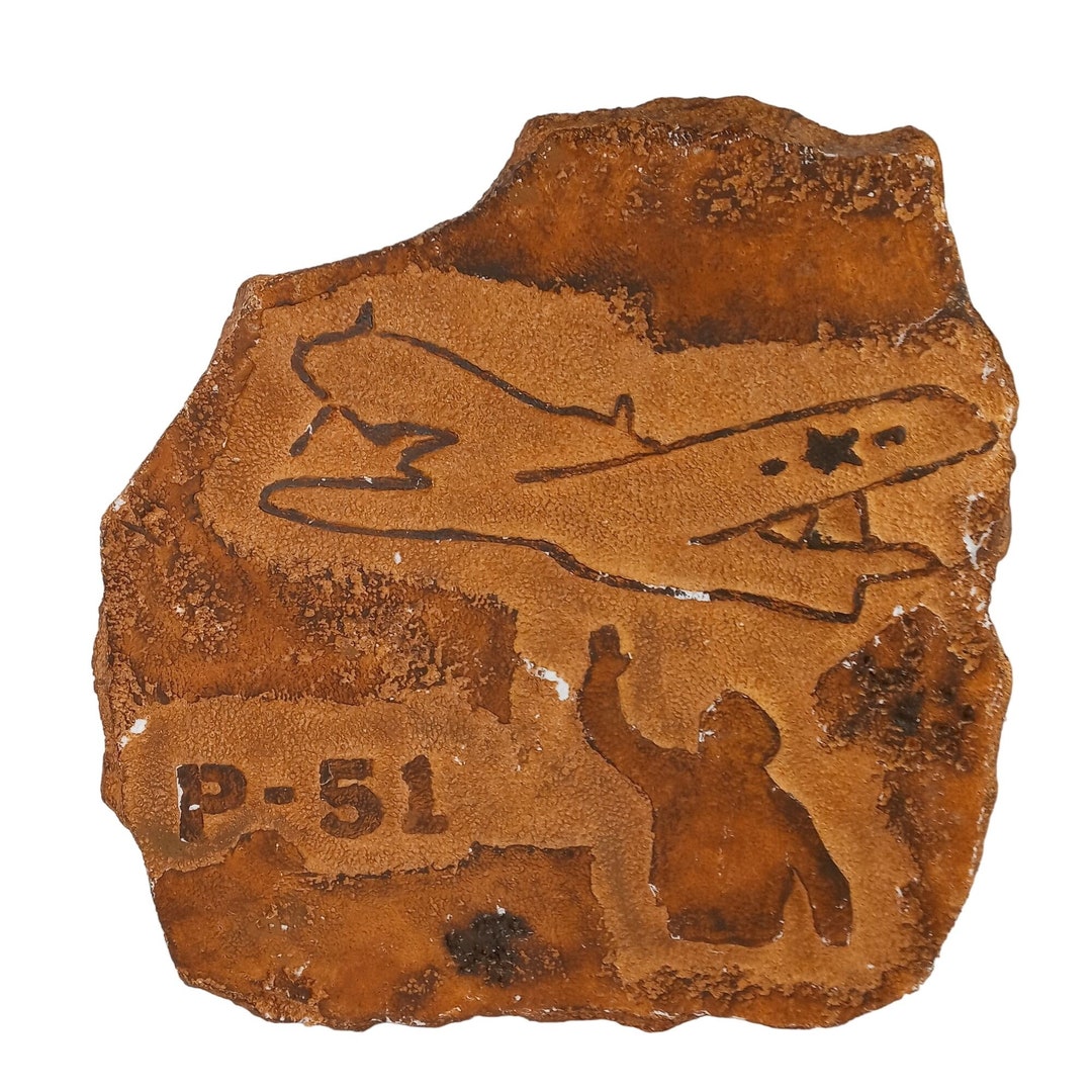 P51 Mustang Fighter Bomber Aircraft Plane Faux Rock Carving Sculpture ...