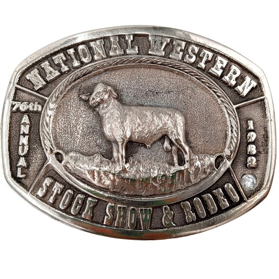1982 National Western Stock Show Rodeo Belt Buckle Sh… - Gem