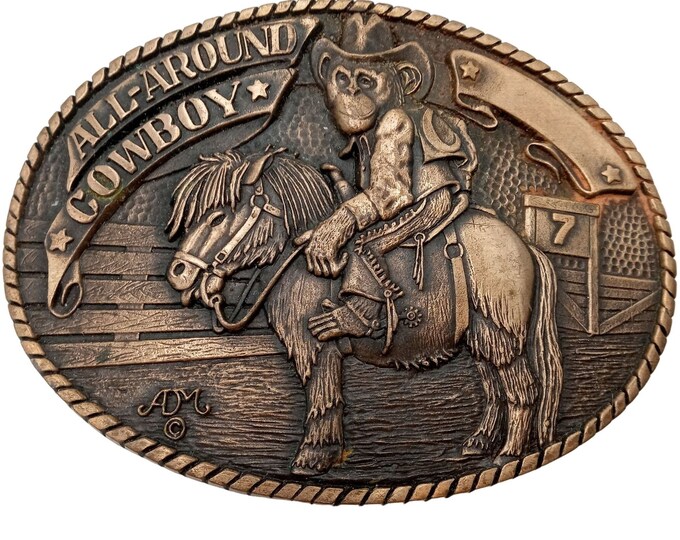 Monkey Riding Pony Belt Buckle All Round Cowboy Trophy Shetland ...