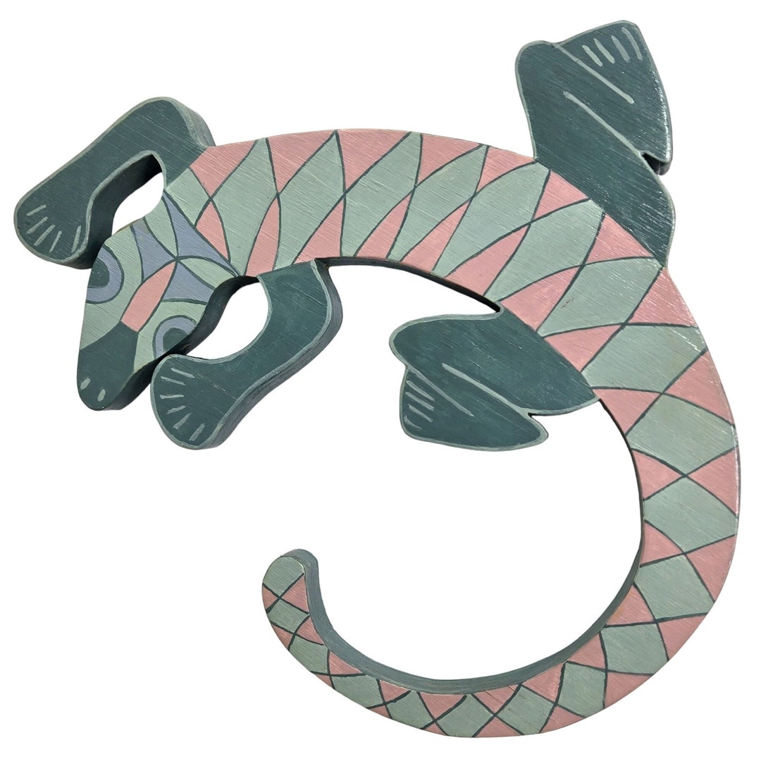 Southwest Lizard Wall Art Decor Pink Green Memphis Style Desert Ranch ...