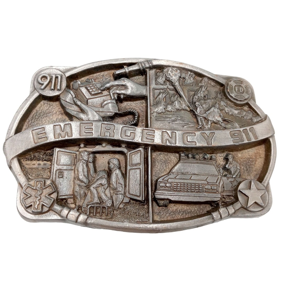 First Responder Belt Buckle Vintage Emergency 911 Police Officer Fire ...