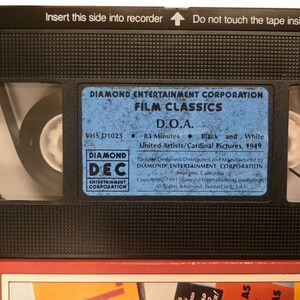 DOA Film Classics VHS Tape Black and White 1949 Movie Noir Thriller - Etsy