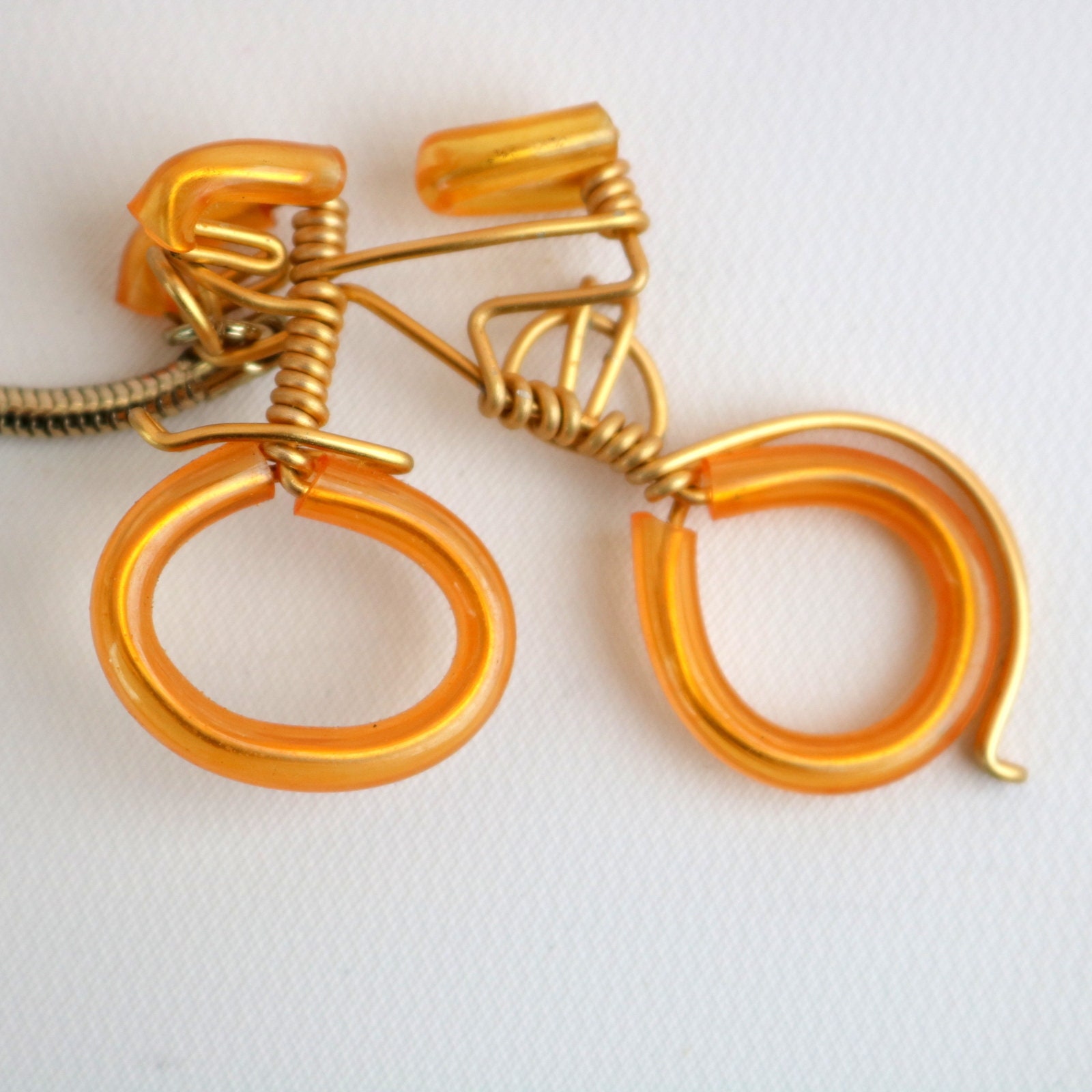 Wire Bicycle Keychain Copper Color Bike Wire Wrapped Bicyclist Folk Art ...