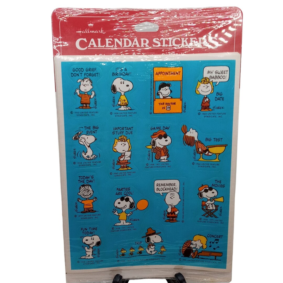 Vintage Snoopy Calendar Stickers NIP 4 Sheets Hallmark Peanuts Charlie ...