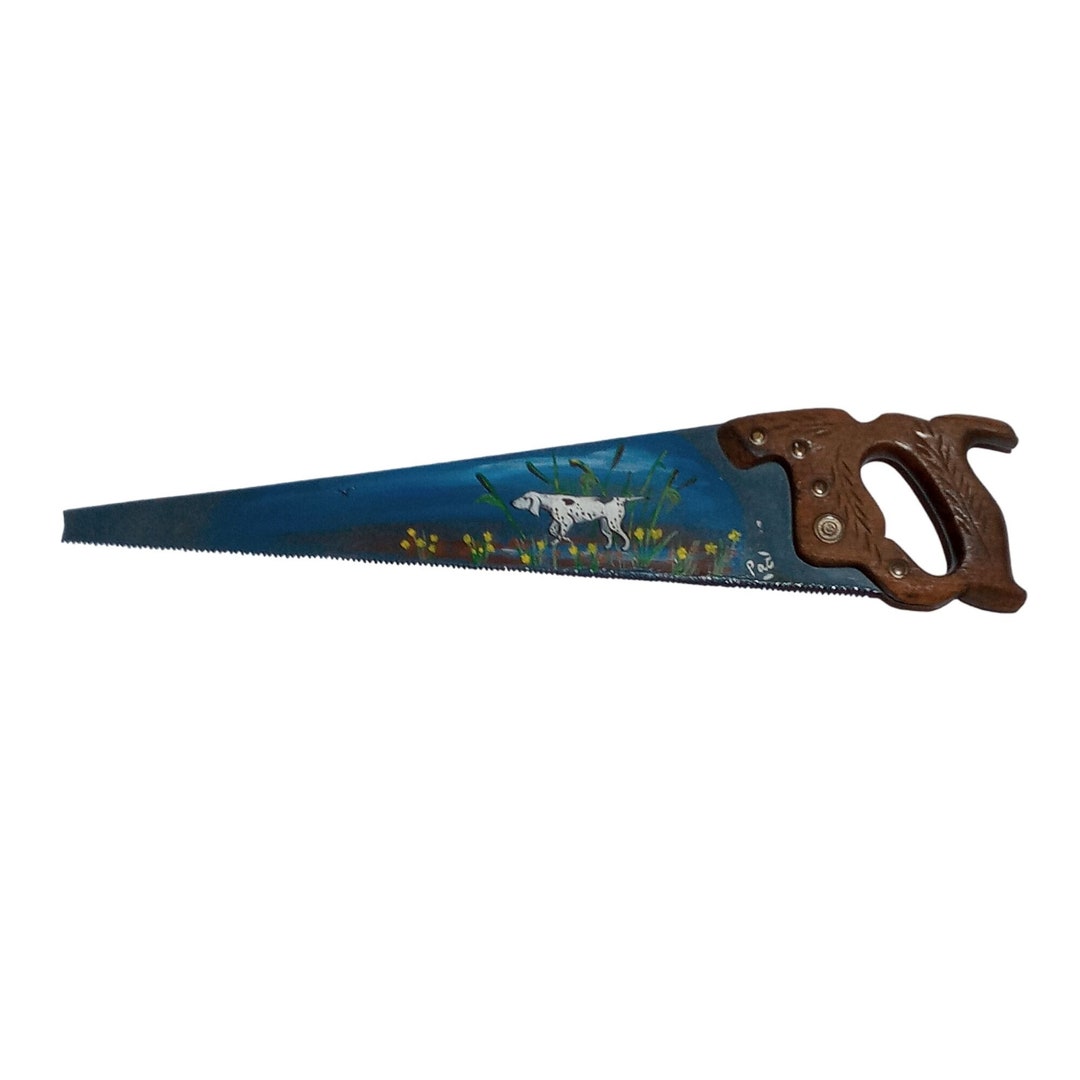 Primitive English Pointer Bird Dog Painting Rustic Hand Saw Vintage ...