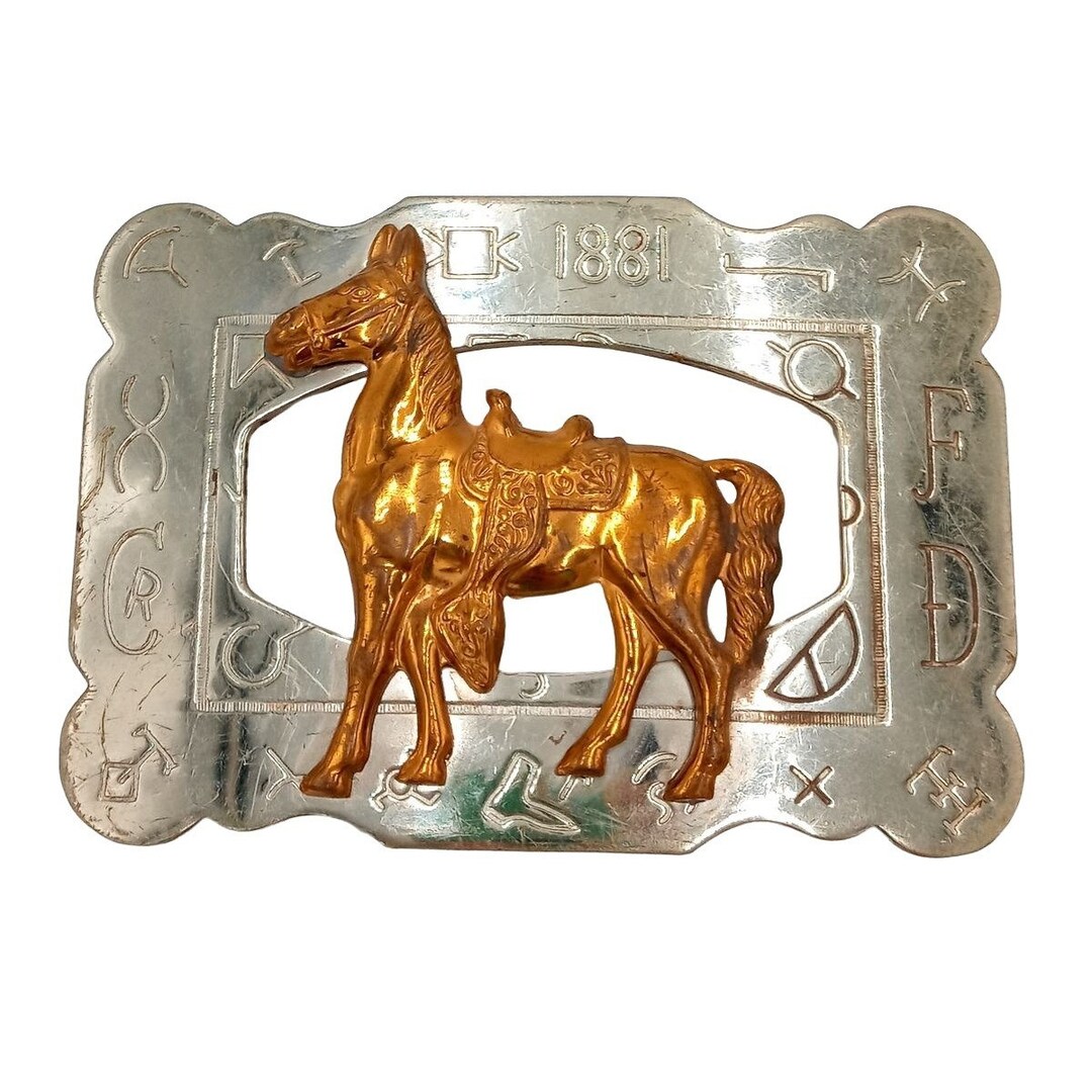Western Horse Belt Buckle Ranch Brands Vintage Cowboy 1881 FD Country ...