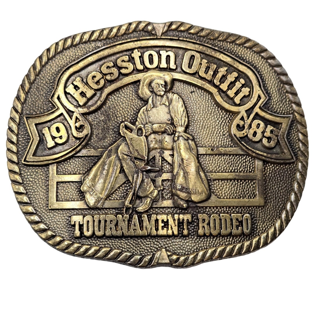 Hesston Rodeo Belt Buckle 1985 PRCA Outfit Tournament Cowboy Western ...