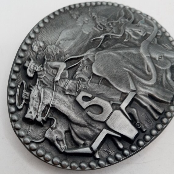 Cattle Drive Belt Buckle Cowboy Cow Vintage Horse Cow… - Gem
