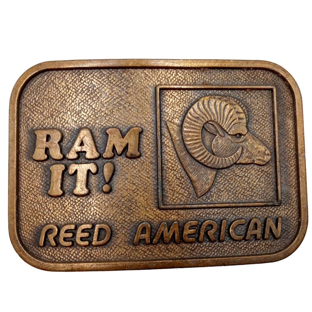 Ram It Belt Buckle Reed American Sheep Horns Vintage Country Western ...